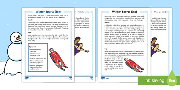 KS1 Winter Sports on Ice Differentiated Fact File - Twinkl