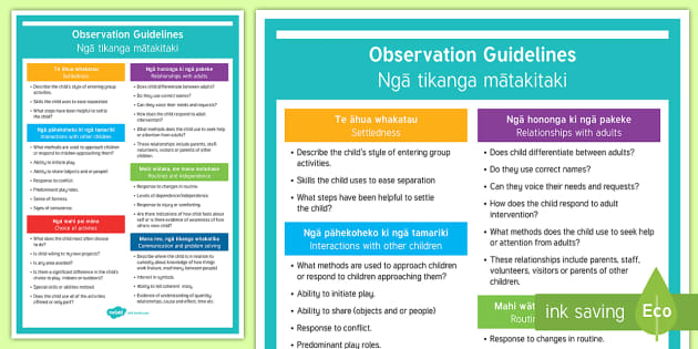 ECE observation guidelines Information poster - English / Te Reo Maori