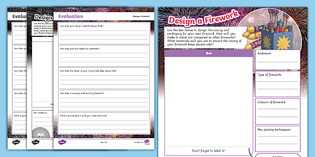 KS2 Design a Firework Worksheet - Twinkl