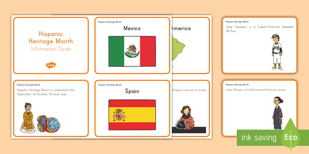 Hispanic Heritage Month Information Cards | K-2 | Twinkl