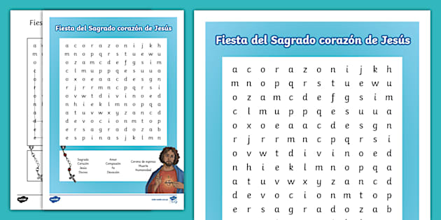 Sopa de letras: Fiesta del Sagrado corazón de Jesús | Twinkl