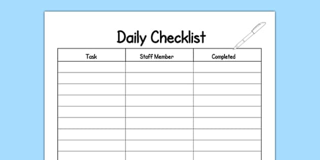 Daily Duties Checklist profesor Hizo Twinkl