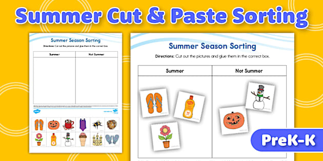 Summer or Not? Seasonal Cut and Paste Sorting Activity for PreK-K