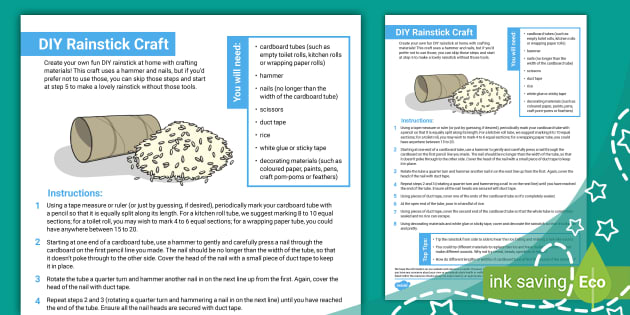 DIY Rainstick Craft (teacher made) - Twinkl
