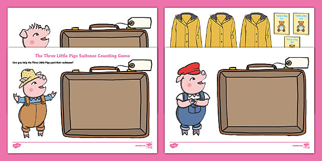 The Three Little Pigs Suitcase Counting Activity - Twinkl