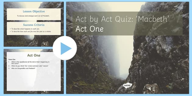 GCSE Macbeth Plot Revision Quiz Act I PowerPoint - Twinkl