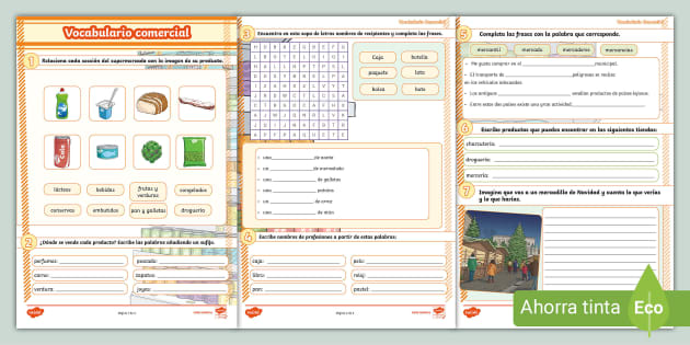 Ficha de actividad: Vocabulario comercial - Ampliación Curricular Lengua Ficha de actividad: Vocabulario comercial - Ampliación Curricular Lengua
