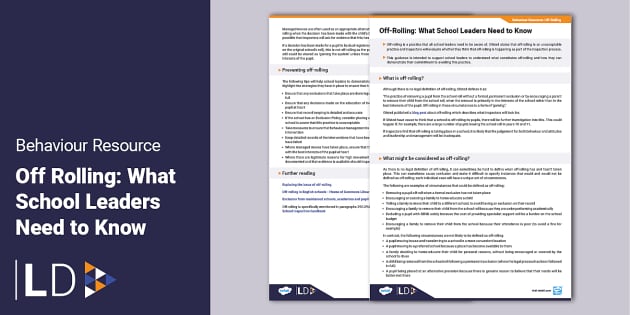 Off-Rolling: What School Leaders Need to Know (teacher made)