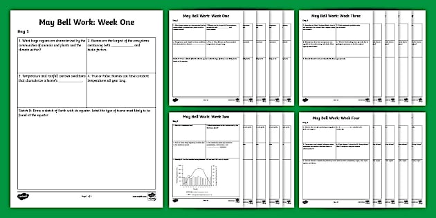Sixth Grade Science May Bell Work Bundle - Twinkl