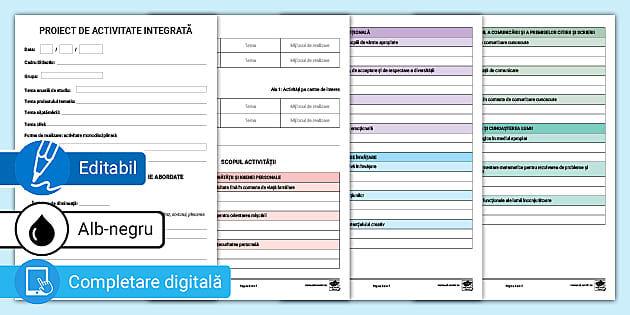 Proiect de activitate integrată – Model (teacher made)