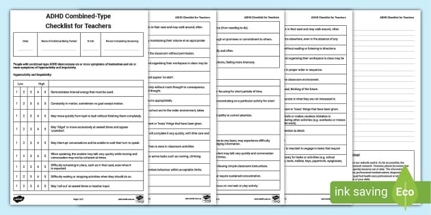ADHD Checklist For Teachers teacher Made Twinkl