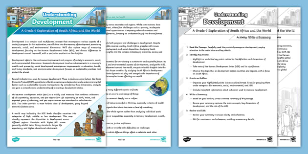Understanding Development: South Africa and the World