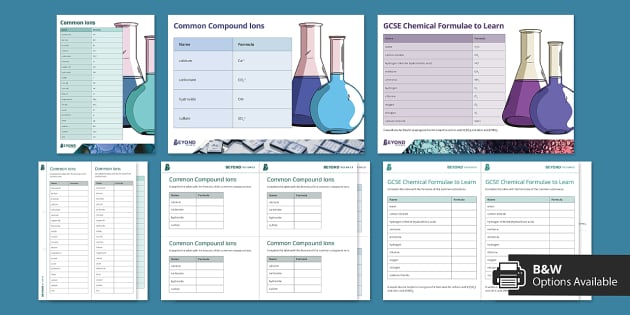 GCSE Chemistry Formulae and Common Ions Bundle | Beyond