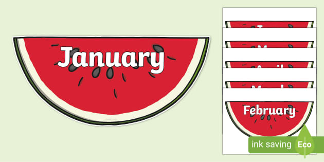Months of the Year on Watermelons to Support Teaching on The Very Hungry