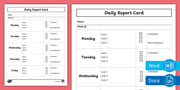 Excel Report Card Template
