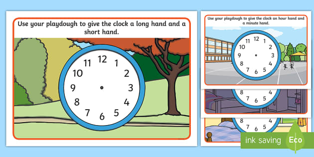 Hands on the Clock Playdough Mats