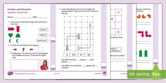 👉 Year 4 Position and Direction Baseline Assessment