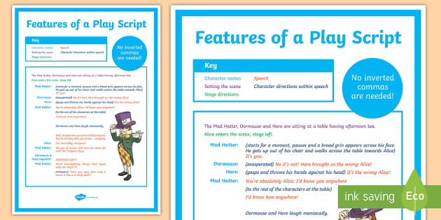 Features Of A Play Script Display Poster Play Scripts
