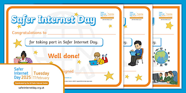 FREE! - Safer Internet Day 2025: Certificate - Twinkl