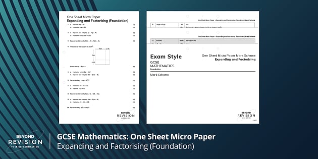 👉 Expanding and Factorising Micro Mock Paper - Twinkl