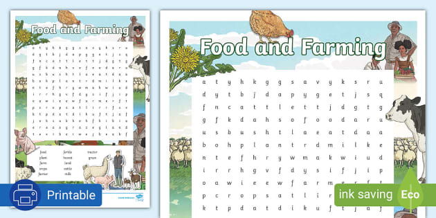 Geography Wordsearch: Food and Farming (Teacher-Made)