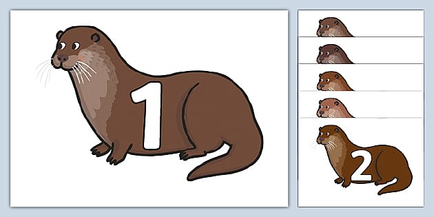 Numbers 0 - 10 on Sea Otters Cut-Outs (teacher made)