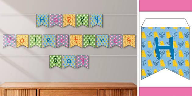 Cute Happy Valentine's Day Bunting | Twinkl Party - Twinkl