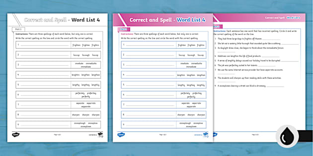 Grade 6 Spelling Word List Worksheet 4