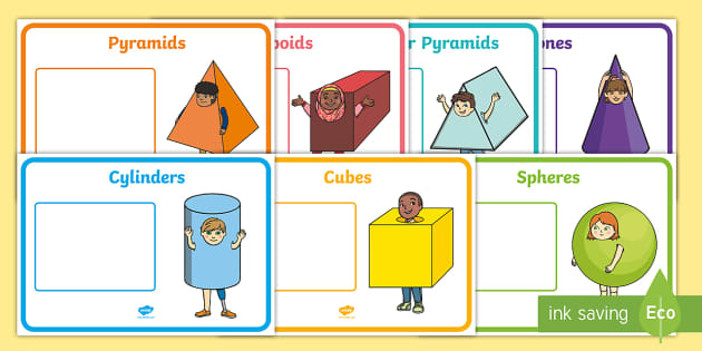 3D Shape Characters Group Signs (teacher made)