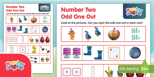 Numberblocks: Number Two Odd One Out Activity Sheet - Twinkl