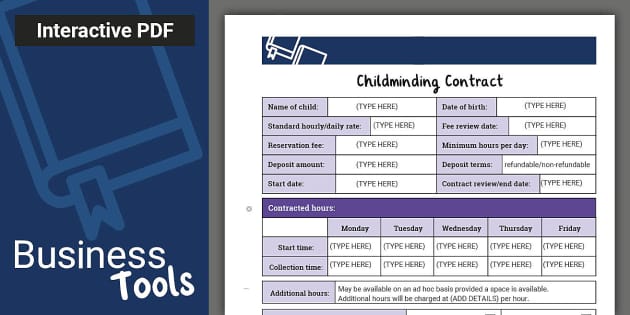 Childminding Contract (Teacher-Made) - Twinkl