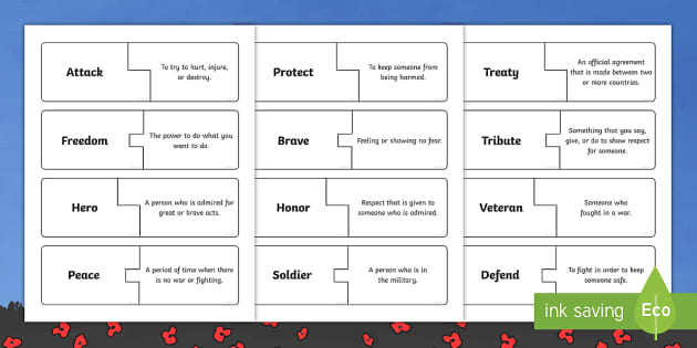 Veterans Day Vocabulary Puzzle Cards (Teacher-Made) - Twinkl