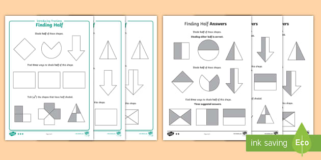 Introducing Fractions - Finding Half of a Shape - Twinkl