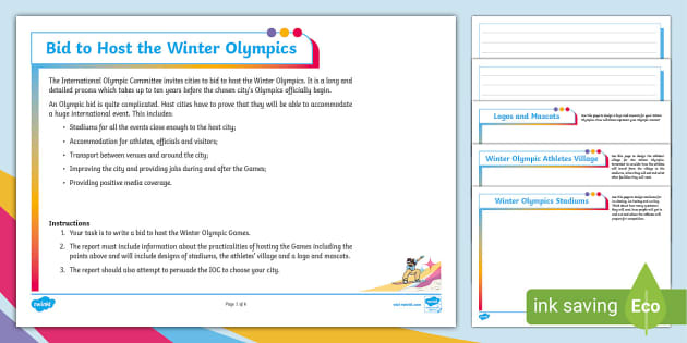 KS2 Winter Olympics Host City Bid Writing Activity Pack
