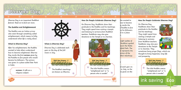 Dharma Day Differentiated Fact File (teacher made) - Twinkl
