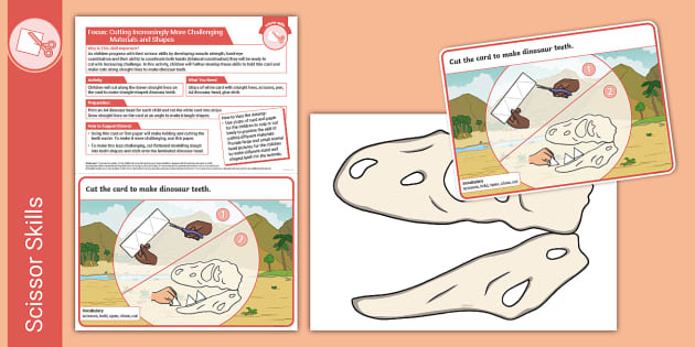 Fine Motor Skills Scissor Skills Activity: Dinosaur Teeth