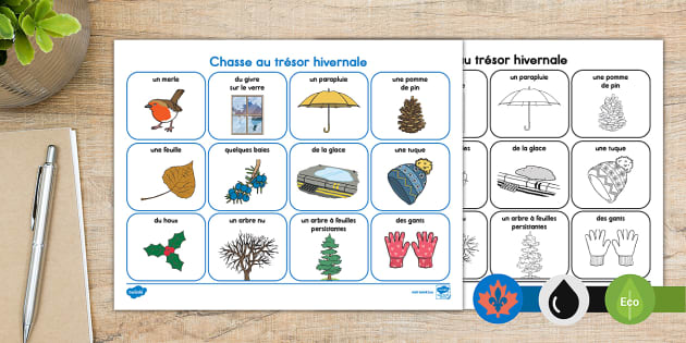 Winter Hunt Checklist French (professor feito) - Twinkl