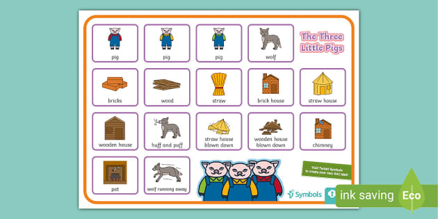 Twinkl Symbols: The Three Little Pigs AAC Mat (teacher made)