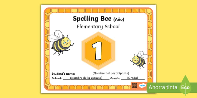 Spelling Bee - Identificadores para participantes - Twinkl