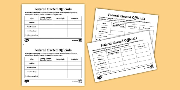 Elected Officials Worksheet | Social Studies | Twinkl USA