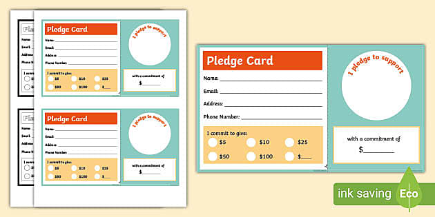 Editable Fundraiser Pledge Card Template Grade K 5 Twinkl