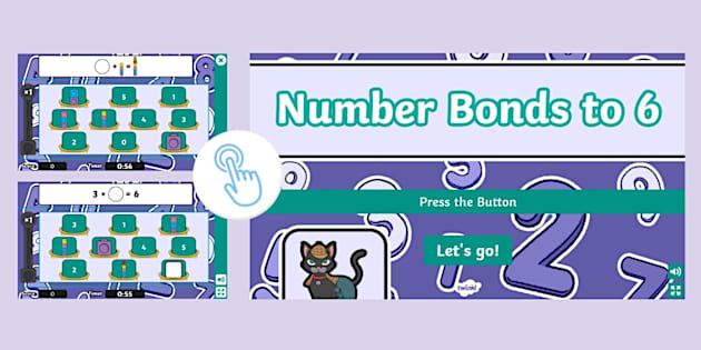 👉 Number Bonds to 6 EYFS Press the Button Maths Game