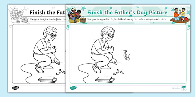 * NEW * Finish the Father's Day Picture Worksheet - Twinkl