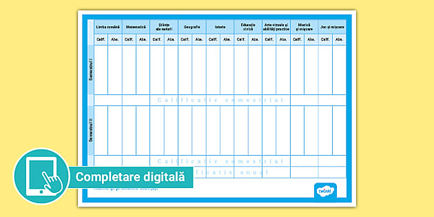 Catalogul învățătorului pentru clasa a IV-a – Pagină A4 cu completare ...
