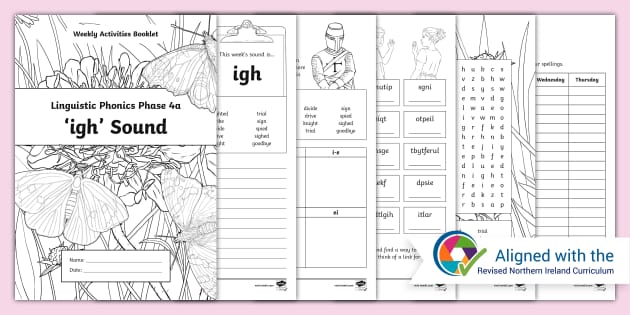 Linguistic Phonics Phase 4a 'igh' Sound Weekly Activity Booklet