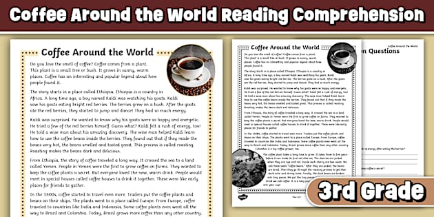 Third Grade Coffee Around the World Reading Comprehension