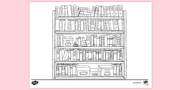 Bookshelf with Books Colouring Sheet | Colouring Sheets