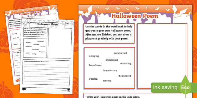 Halloween Poem Writing Template (teacher made) - Twinkl