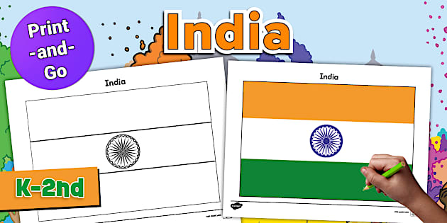 indian flag colouring pages for kids