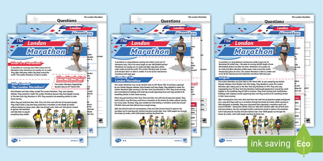 LKS2 The London Marathon Reading Comprehension - Twinkl